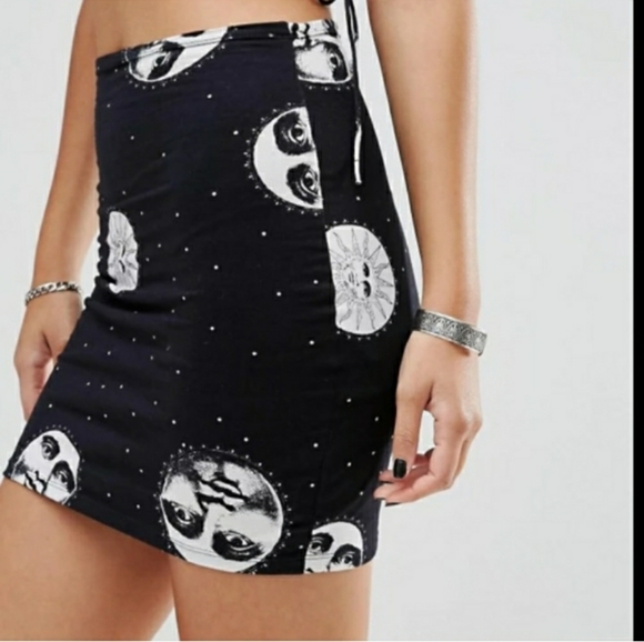 ASOS | Skirts | Asos Motel Celestial Sun Moon Mini Skirt | Poshmark